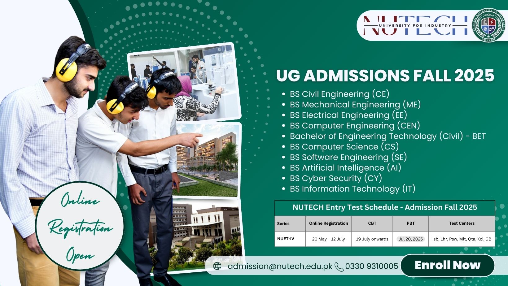 Admissions - NUTECH | Leading to Progress and Excellence
